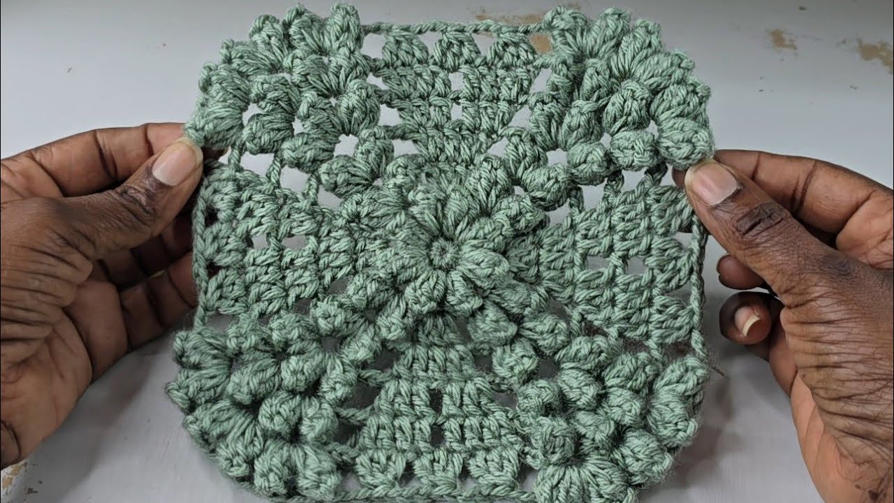 Crochet Popcorn Stitch Square | Crochet Heart Square | How to Crochet ...
