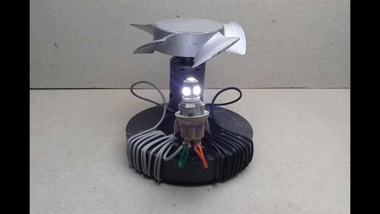 free energy light bulb generator with magnet and dc motor | science ...