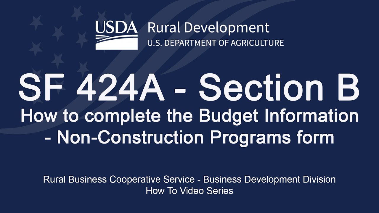 SF 424A - Section B - How to complete a Budget Information - Non ...
