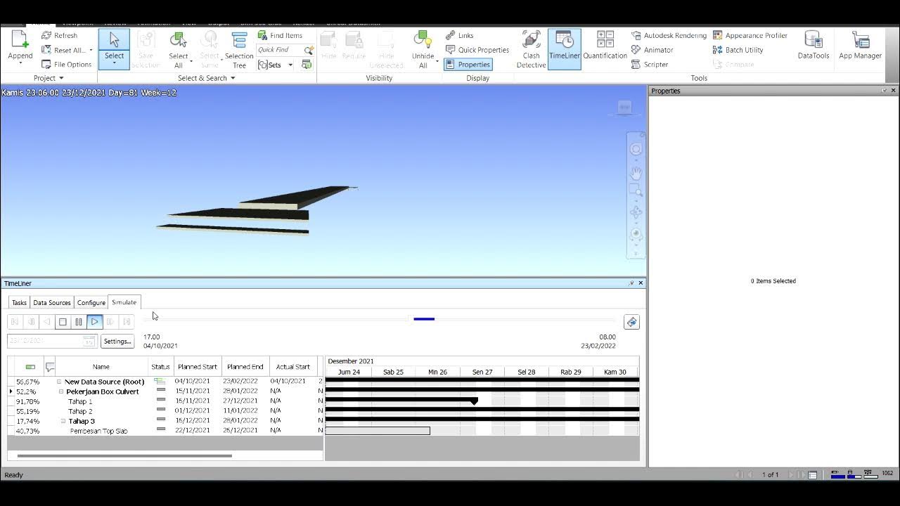 AUTODESK NAVISWORK 2023 dan MICROSOFT PROJECT 2021 : 4D CONSTRUCTION SEQUENCE BOX CULVERT - YouTube