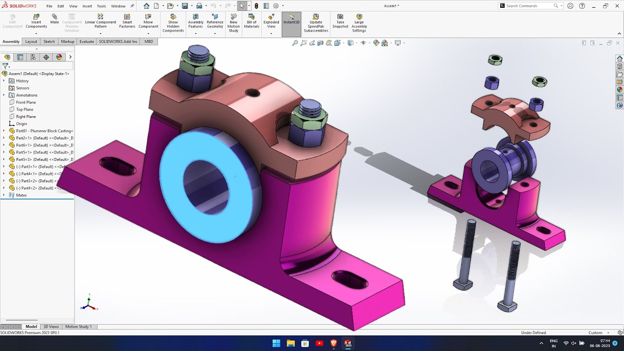Xyz2001 Ex 85 || Solidworks Assembly || Chapter 3 || Plummer Block
