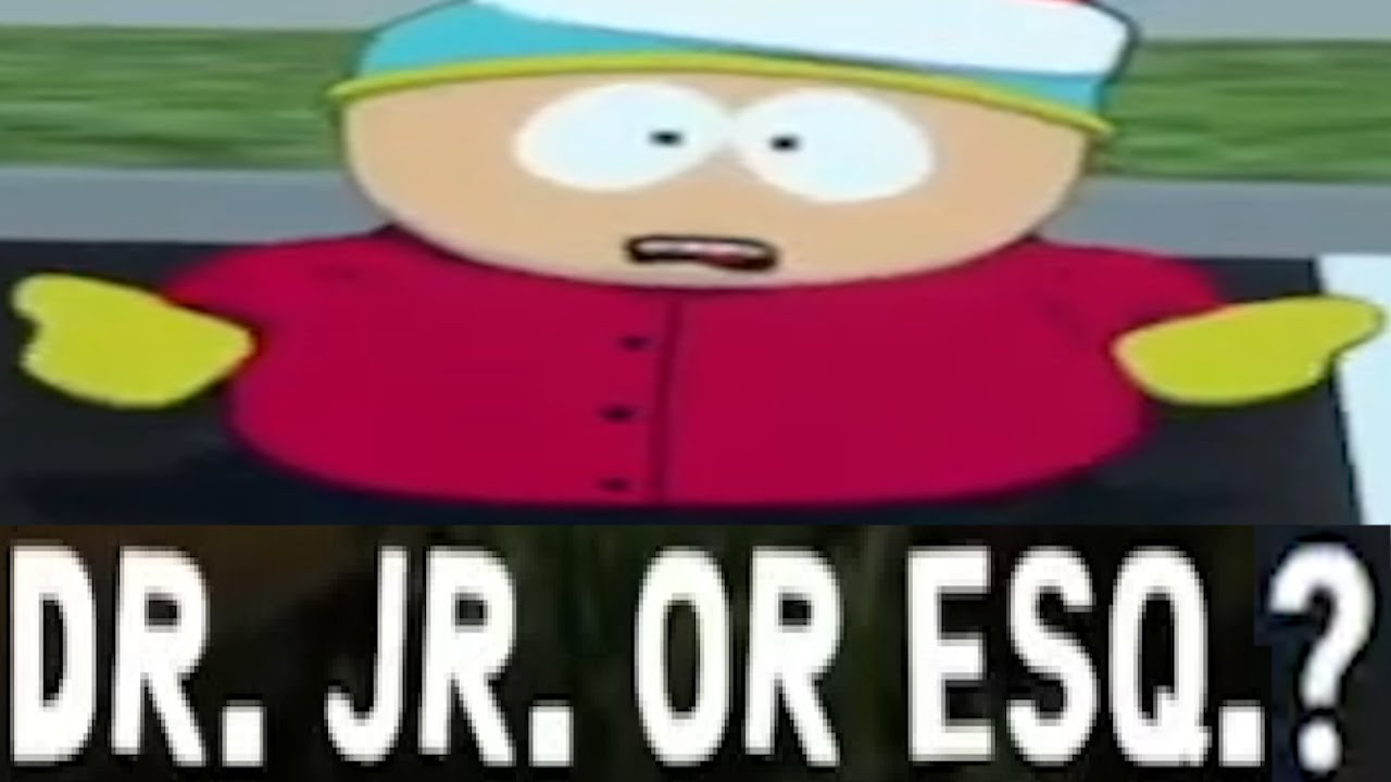 Eric and Cartman debate whether Dr. Jr. or Esq. is better (AI South ...
