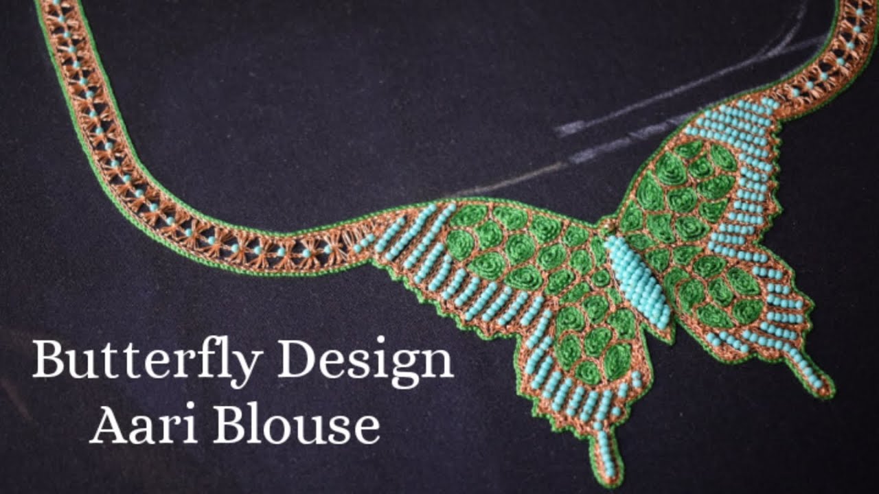 Butterfly Design Aari Work Blouse Tutorial in Tamil - YouTube