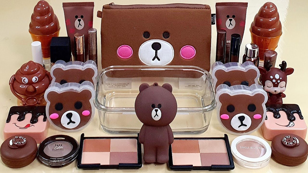 BROWN Slime Mixing Random Into Slime! Satisfying Slime Video ASMR - YouTube