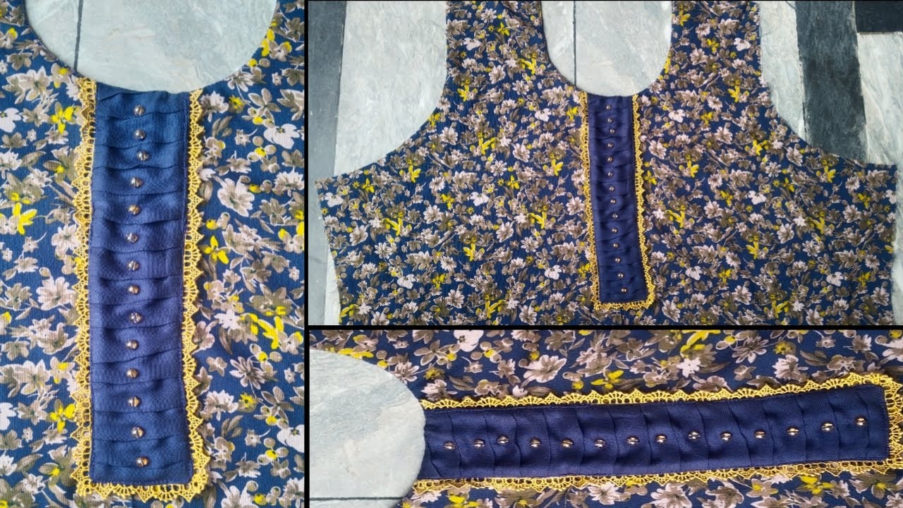 neck design with frill and pearls cutting and stitching | gala design ...