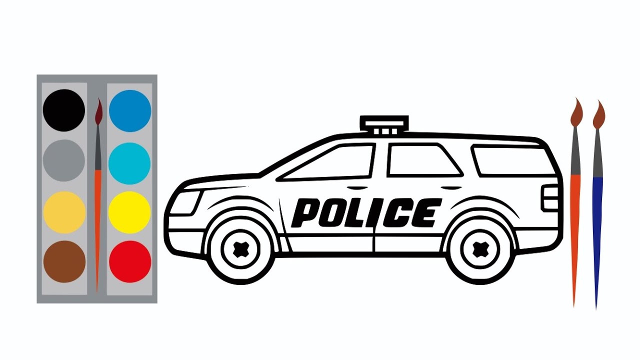 Belajar Menggambar, Mewarnai, dan Melukis Mobil Polisi | How to draw ...