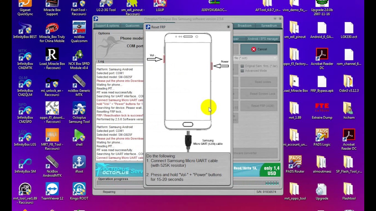Reset FRP/Reactivation lock new method with cable uart octopus - YouTube