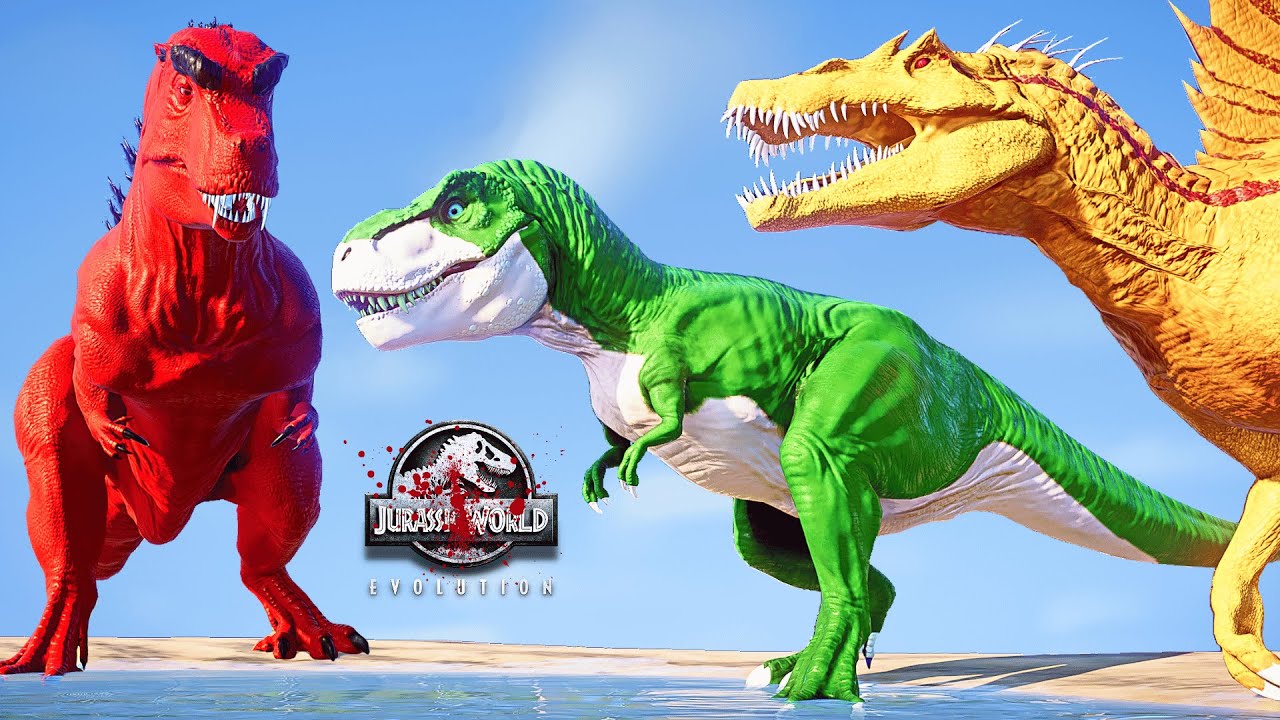 Green Tyrannosaurus Rex, Red Godzilla, Indominus Rex Big Dinosaurs ...