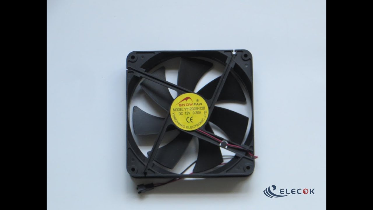 SNOWFAN YY12025H12B 12V 0.30A 2 wires Cooling Fan 140*140*25MM - YouTube