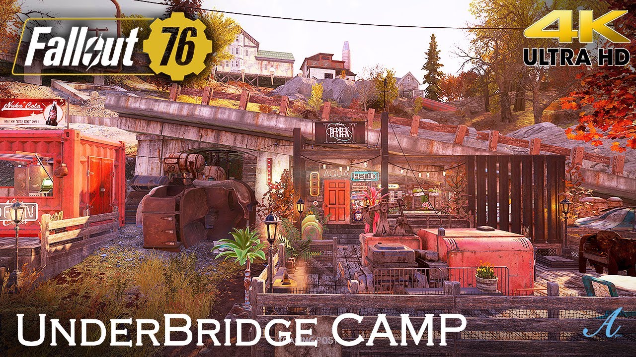 Fallout 76 - Under bridge Steel Deposit Bunker CAMP w/ tutorial in 4K ...