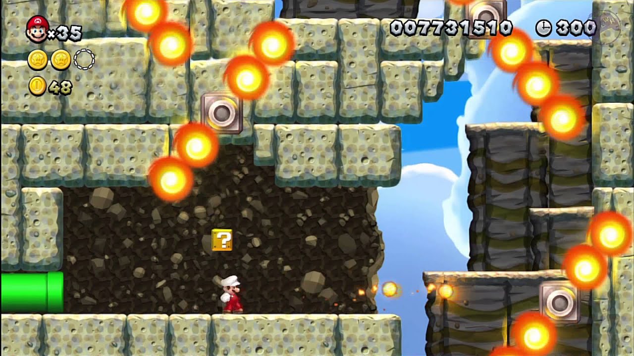 Superstar Road-6 Fire Bar Cliffs [New Super Mario Bros Wii U] - YouTube