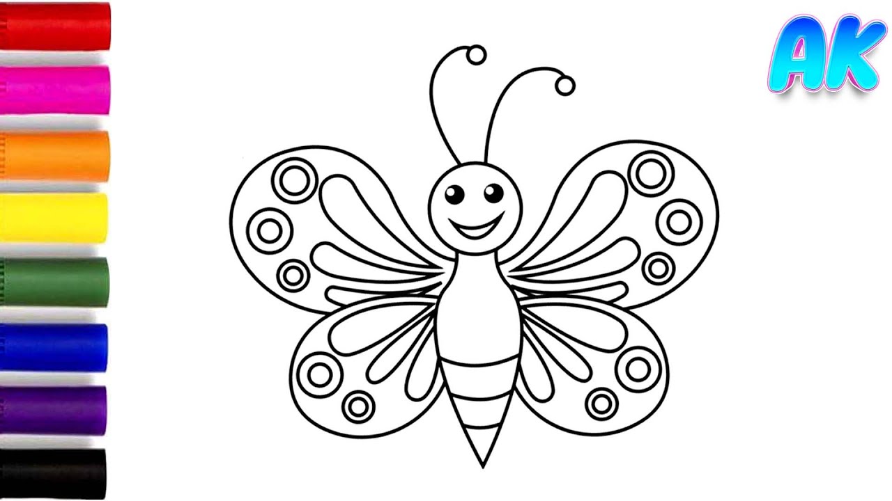 Butterfly Drawing, Painting and Rainbow Coloring for Kid's, Toddlers ...