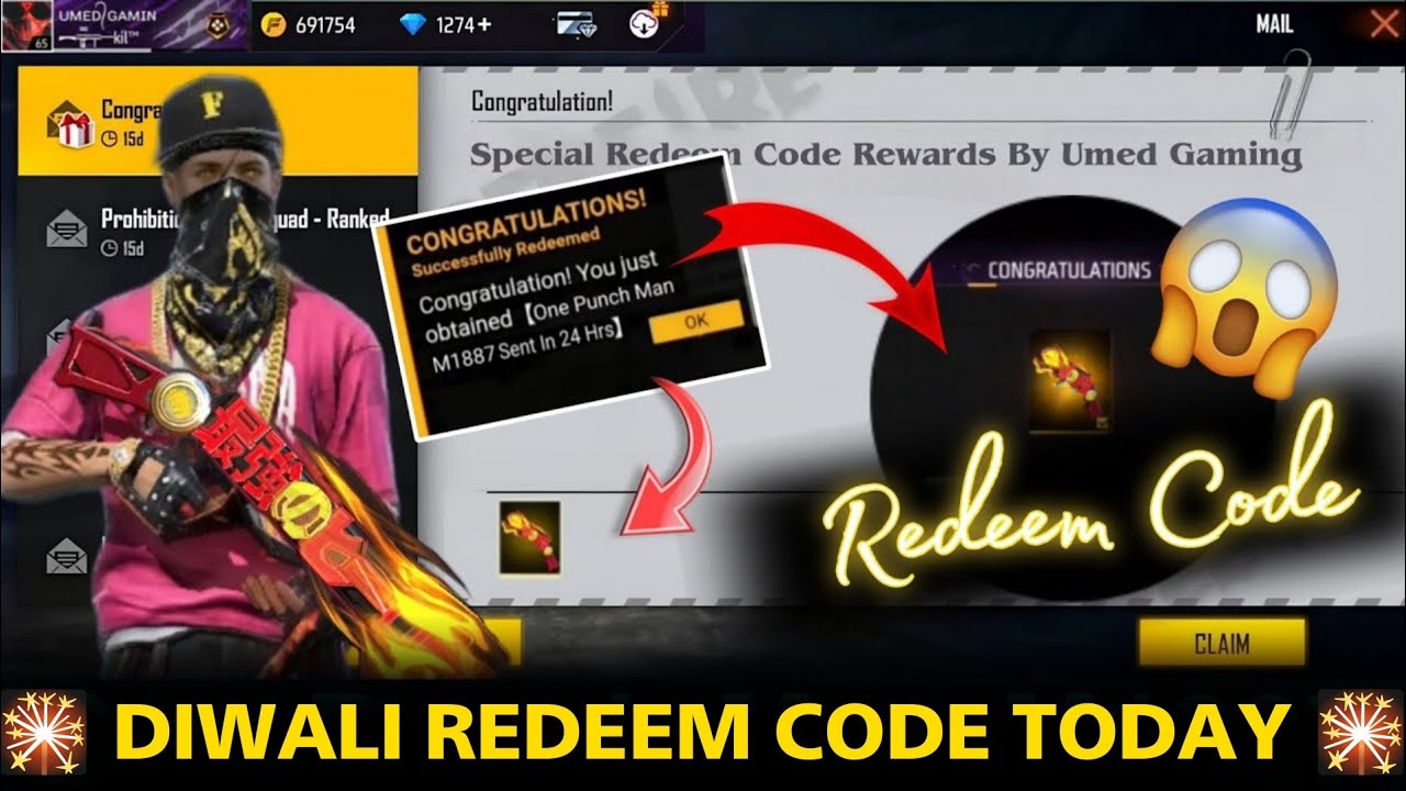 DIWALI REDEMPTION CODE | DIWALI REDEEM CODE FREE FIRE | FREE FIRE ...