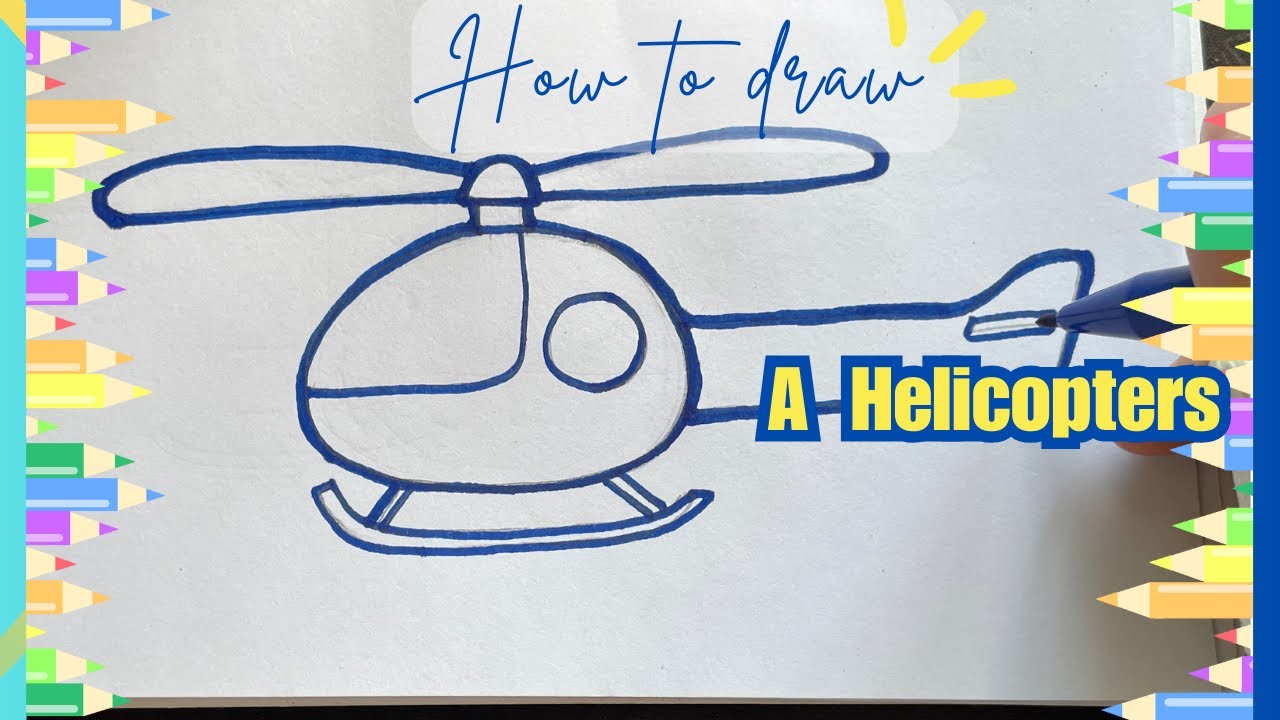 How To Draw A Transportation - A Helicopter | Easy Drawing | Drawing ...