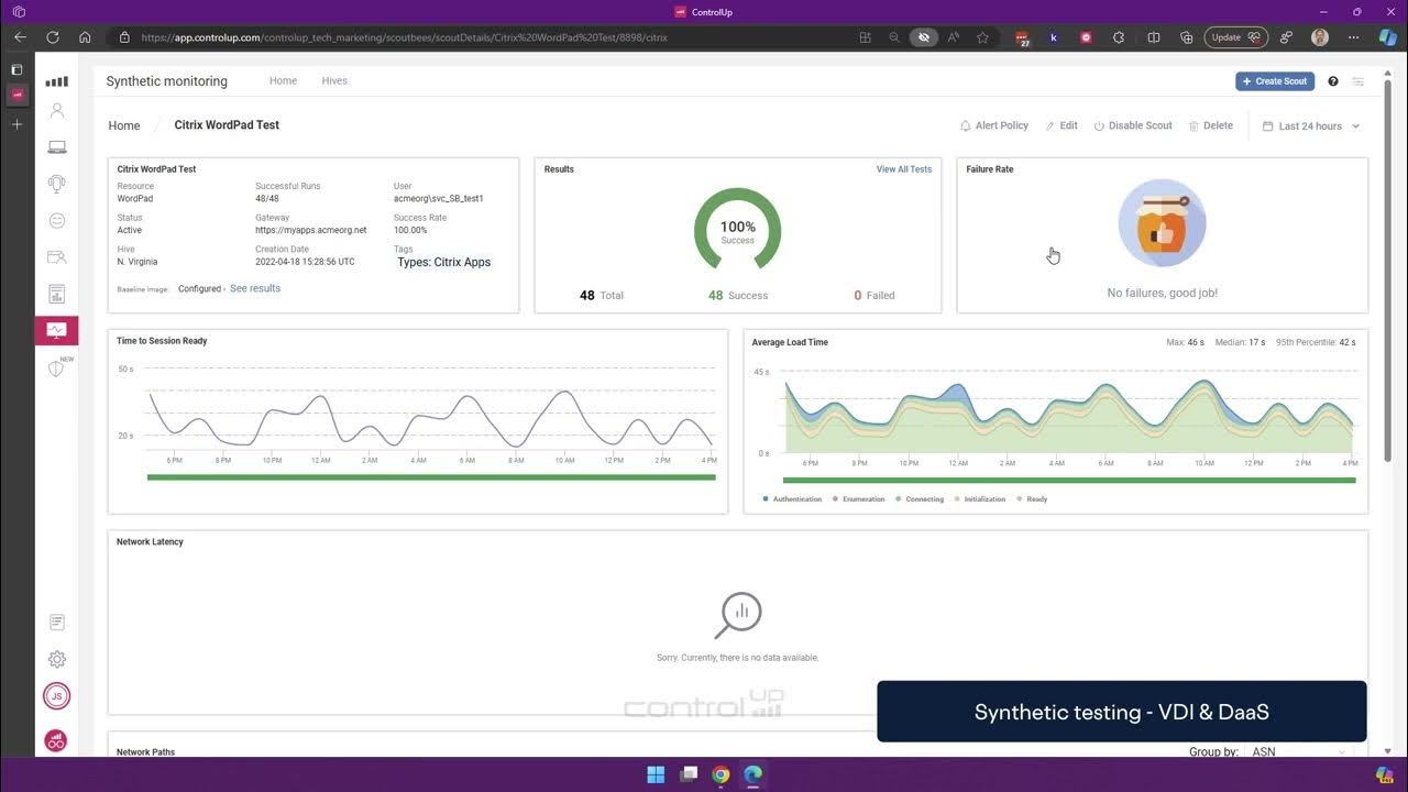 ControlUp DEX Platform - Proactive Synthetic Testing - YouTube