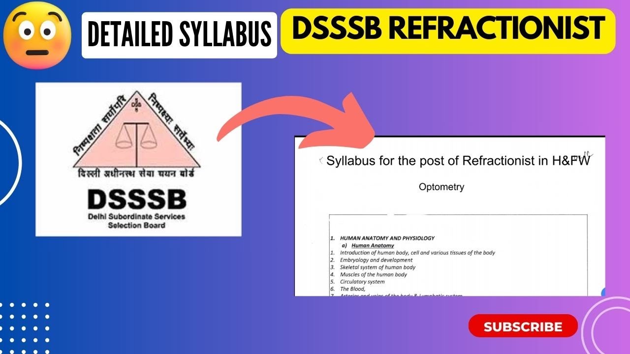 Detailed syllabus for DSSSB REFRACTIONIST 52/23 #dsssb #eto #dsssb ...