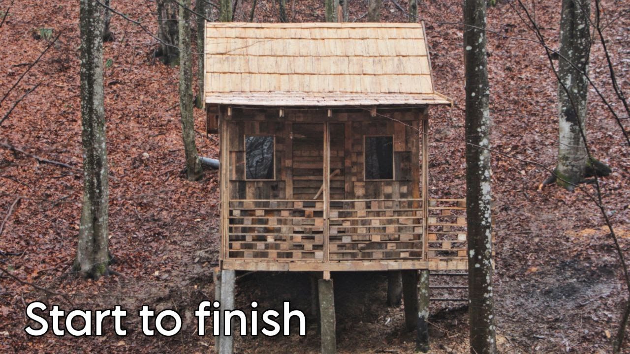 A house made of pallets in the forest. Start to finish - YouTube