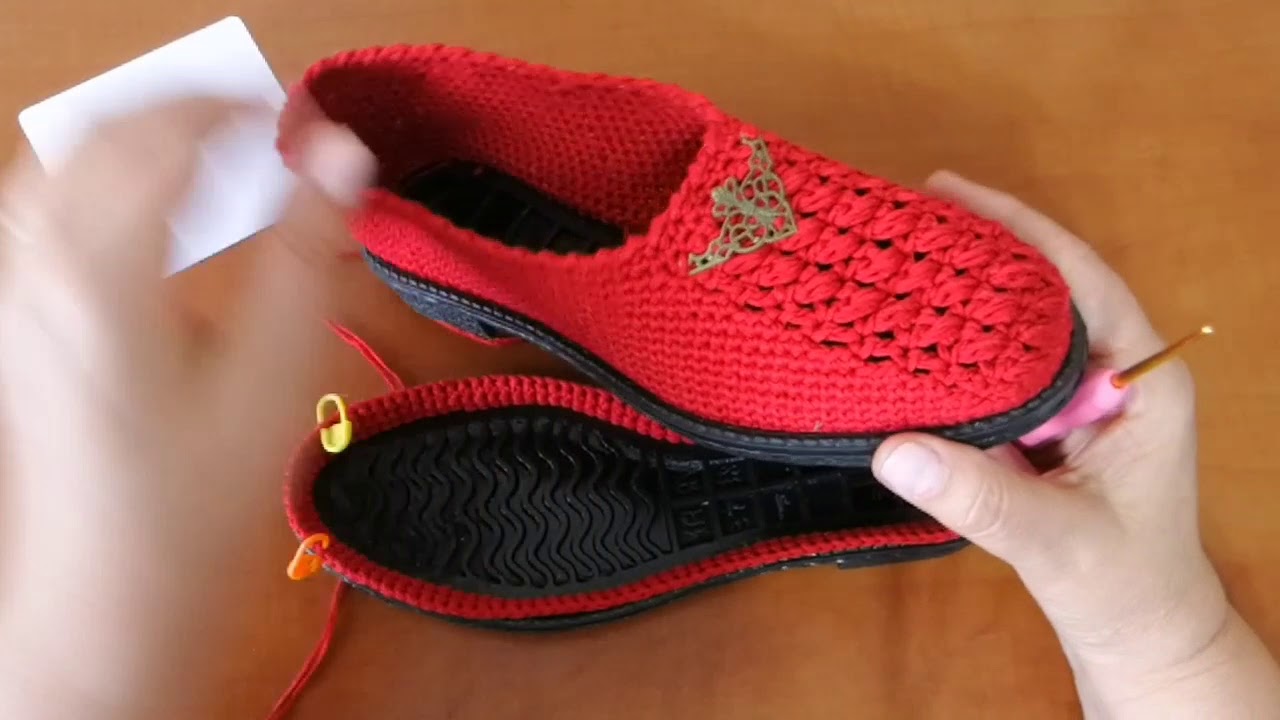 Pantofi crosetati Elena - YouTube