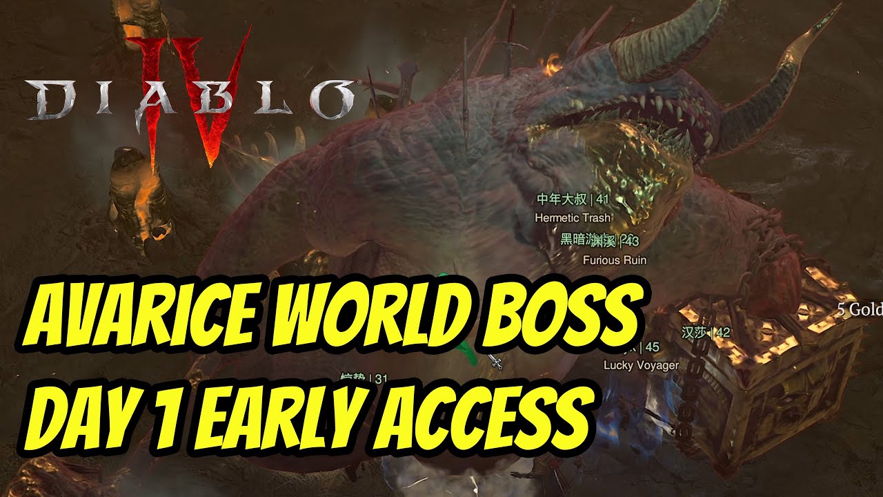 Diablo 4 | Avarice World Boss on Day 1 of Early Access - YouTube