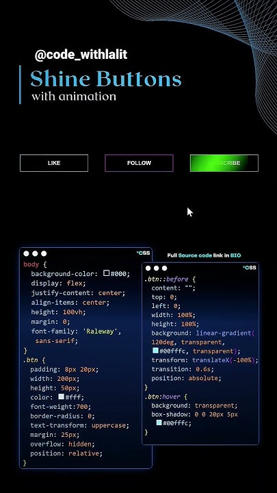Animated Shine Buttons Using Css🧑‍💻 Coding Programming 2024 Javascript Cssanimation Youtube