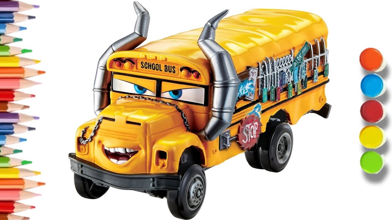 Disney Cars | School Bus Drawing | Drawing and Colouring | Gadi wala ...