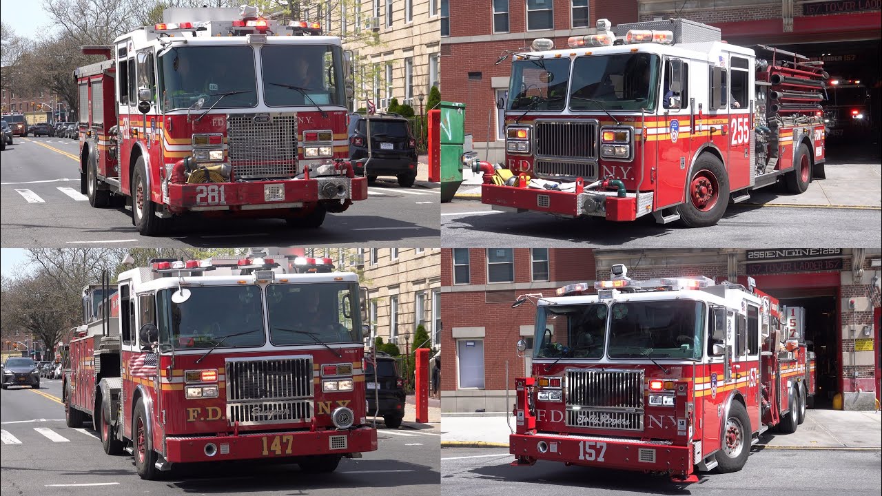 ***EVERYBODY GOES*** FDNY Engine 255, Engine 281 ,NEW Tower Ladder 157 ...