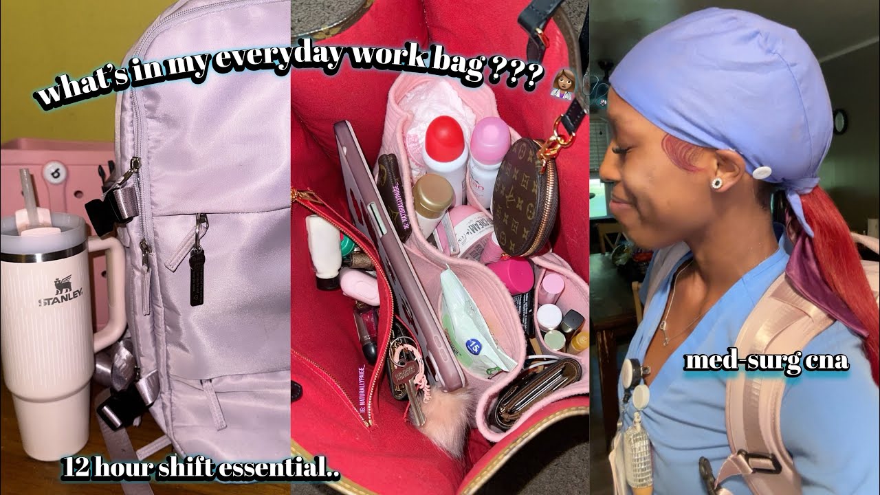 WHATS IN MY EVERYDAY NURSE BAG| CNA ESSENTIALS 🩺👩🏽‍⚕️ *realistic* 12hr ...