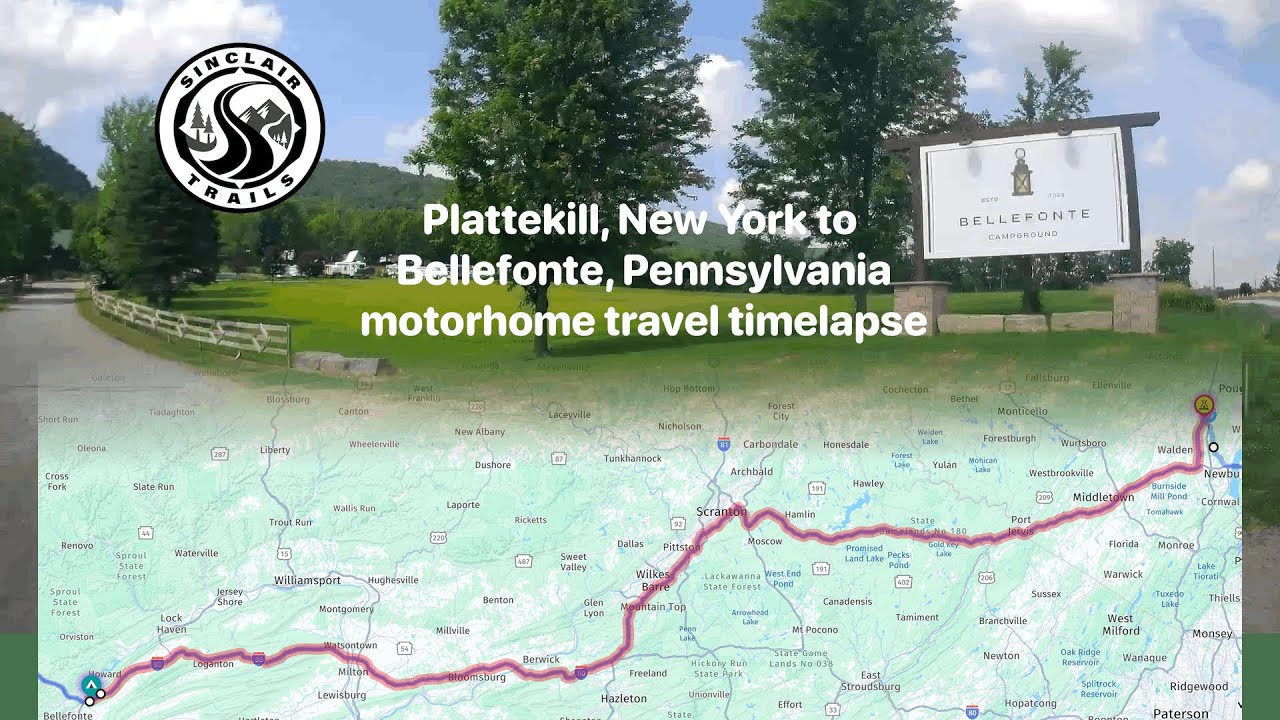 Plattekill, New York to Bellefonte, Pennsylvania motorhome travel ...