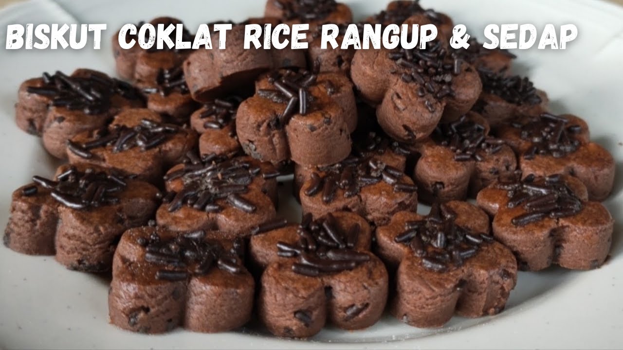 Resepi Biskut Coklat Rice Rangup & Sedap || Biskut Raya Sukatan Cawan ...