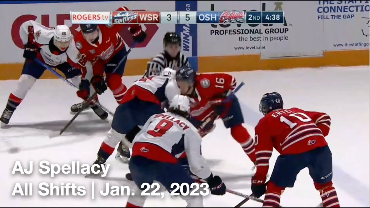 AJ Spellacy (WSR8) | All Shifts | Windsor Spitfires vs. Oshawa Generals ...