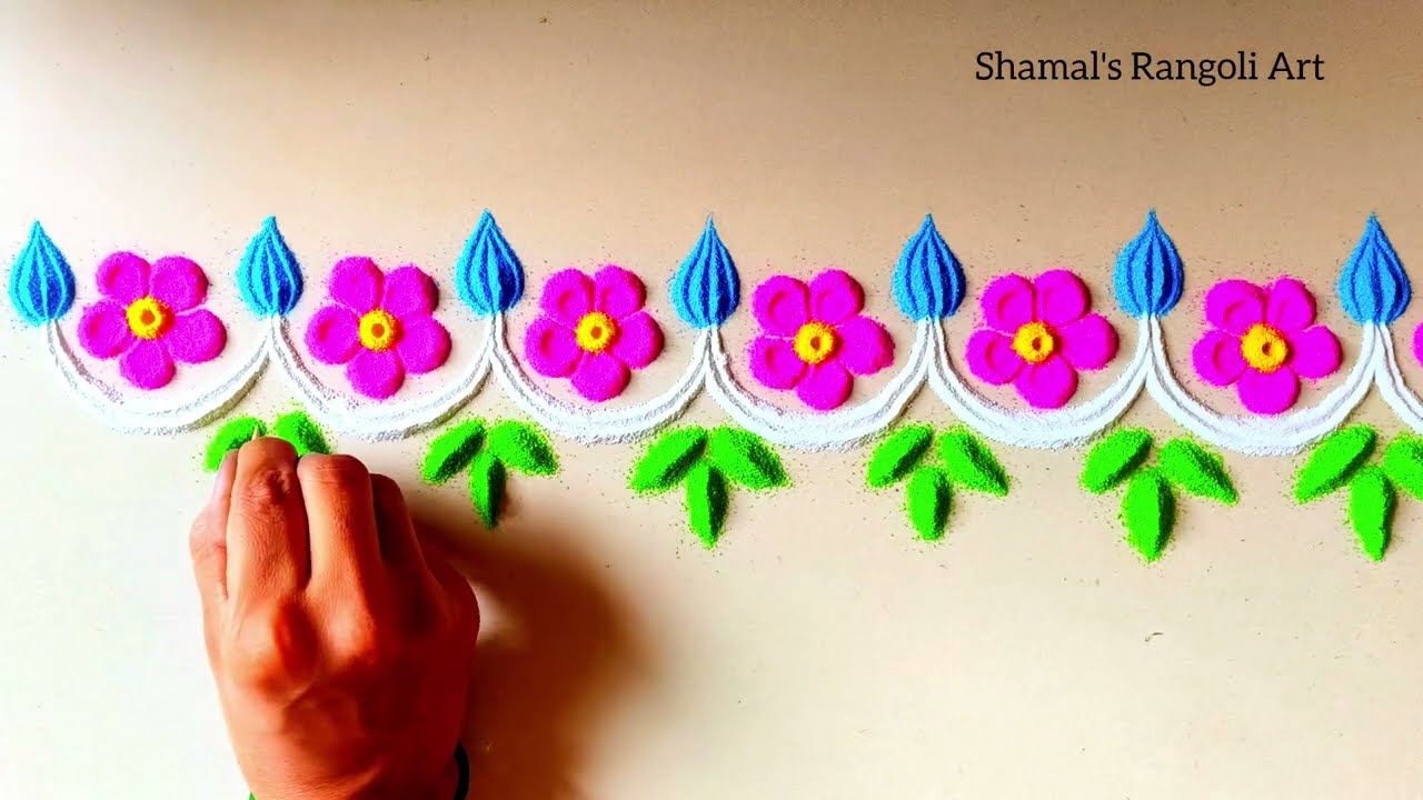Simple and Easy Border Rangoli Design. Border Rangoli. Daily use colour ...