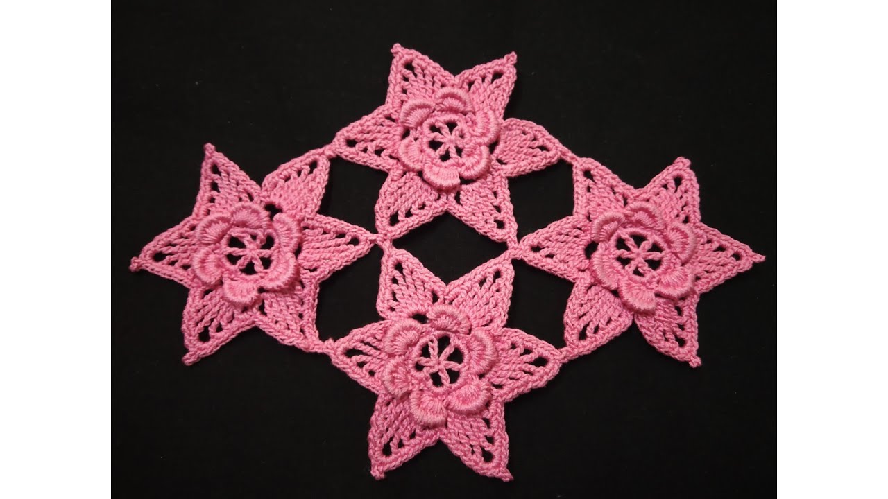 430-Crochet#54, Lotus flower mat with crochet hook - YouTube