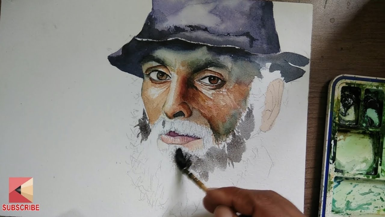 Portrait watercolour painting tamil - YouTube