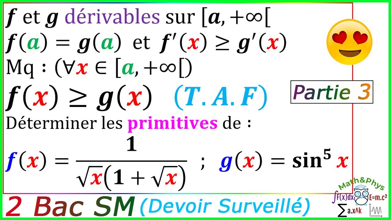 Théorème des Accroissements Finis - Fonctions Primitives - 2 Bac SM ...