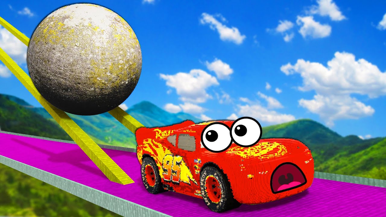 GIANT ROLLING BALL vs TESTING CARS in Teardown - YouTube