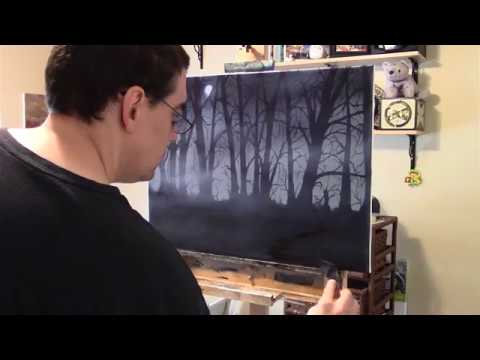 Bob Ross Style Original Painting - Spooky Forest - YouTube