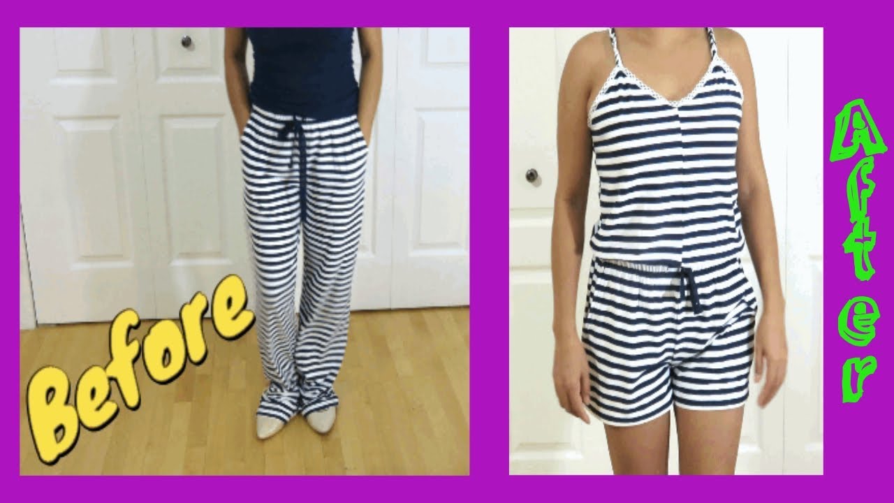 DIY Romper from Pyjama | DIY Jumpsuit | Simple Romper transformation ...