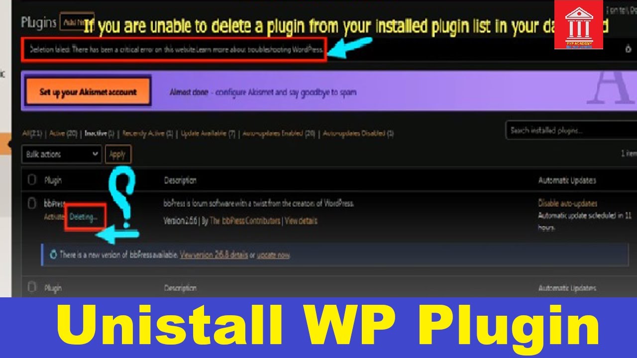 How to Properly Uninstall a WordPress Plugin - YouTube