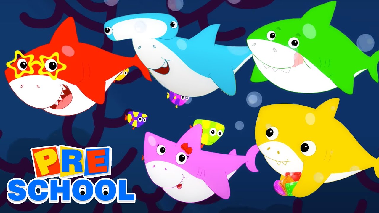 Five Little Sharks | Baby Shark Song | Nursery Rhymes for Babies | Kids ...