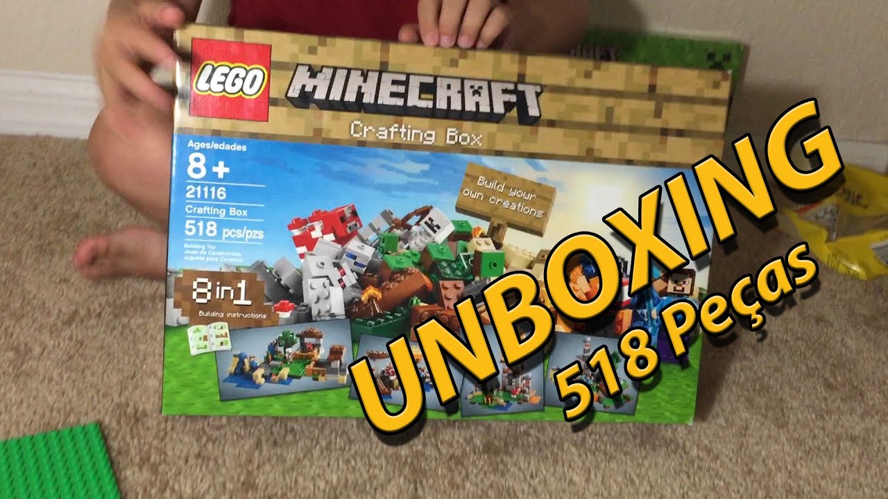 Unboxing Minecraft Crafting Box 518 peças - 21116 - YouTube