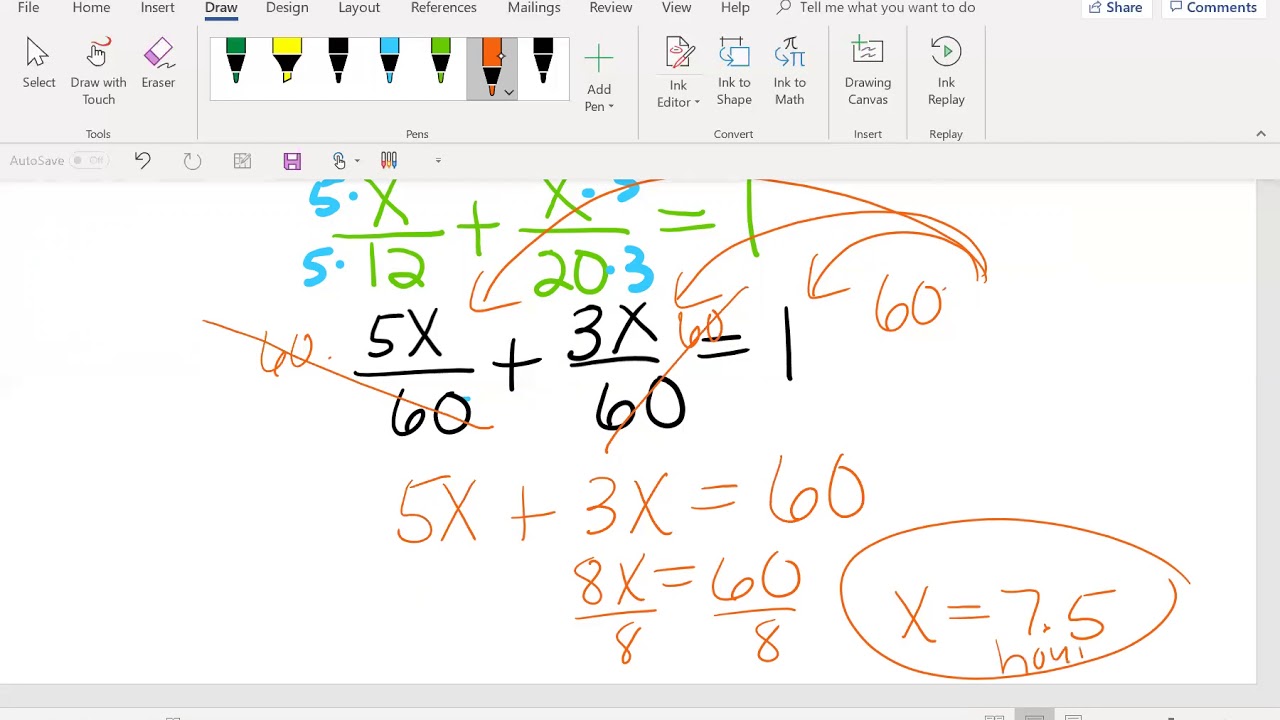 Applications of Rational Equations Part 2 - YouTube