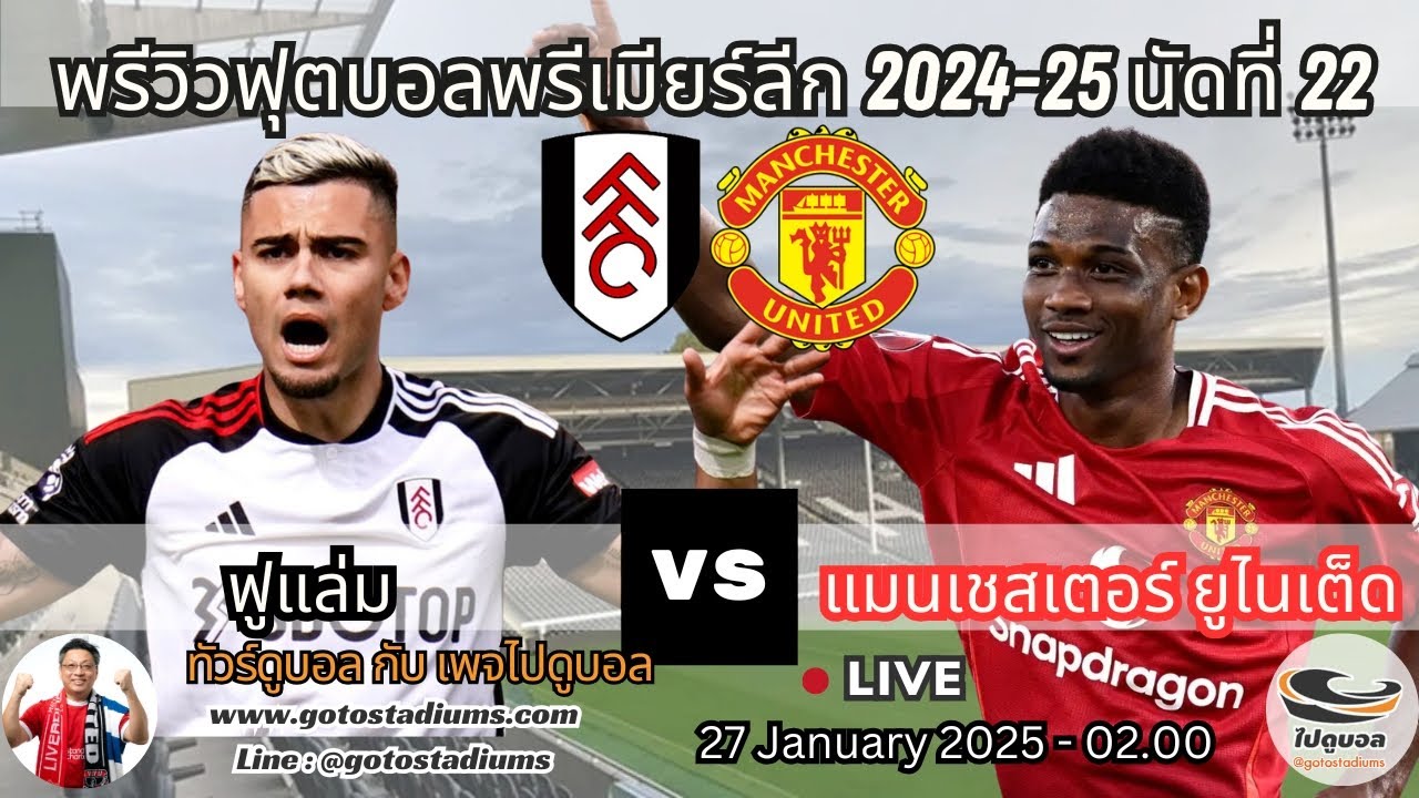 พรีวิว วิเคราะห์ฟุตบอล พรีเมียร์ลีก 2024-25 ฟูแล่ม พบ แมนเชสเตอร์ ...