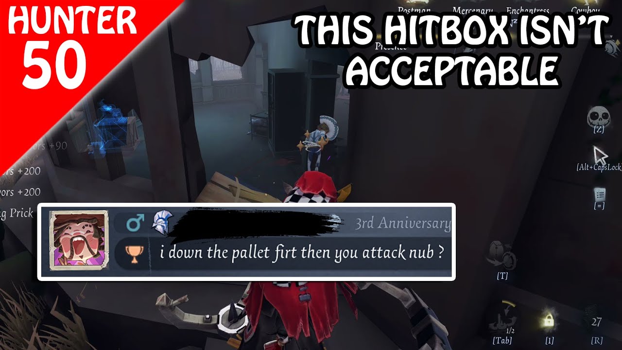 The most ILLEGAL HITBOX ever - Hunter Rank #50 (Identity v) - YouTube