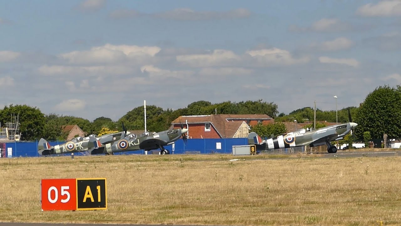 A trio of Spitfires at Solent Airport, Hampshire, UK - Friday 8th July ...