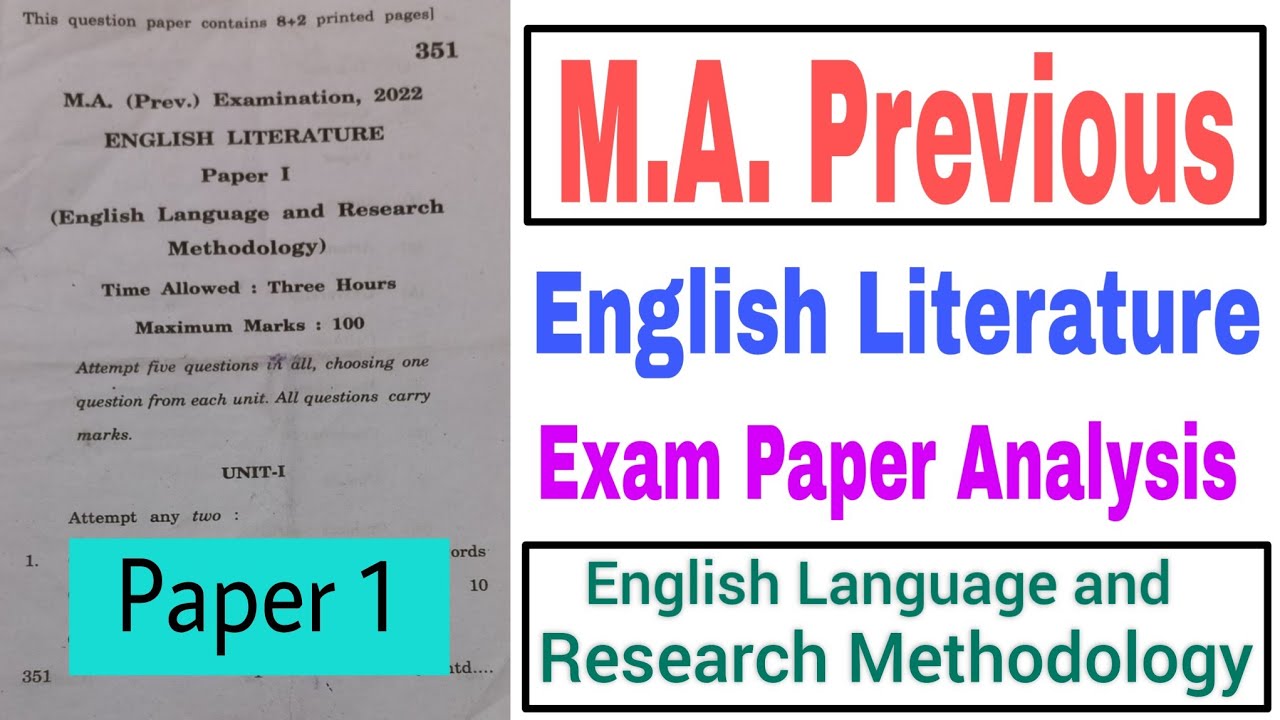 M.A. Previous Exam Paper || English Language and Research Methodology ...