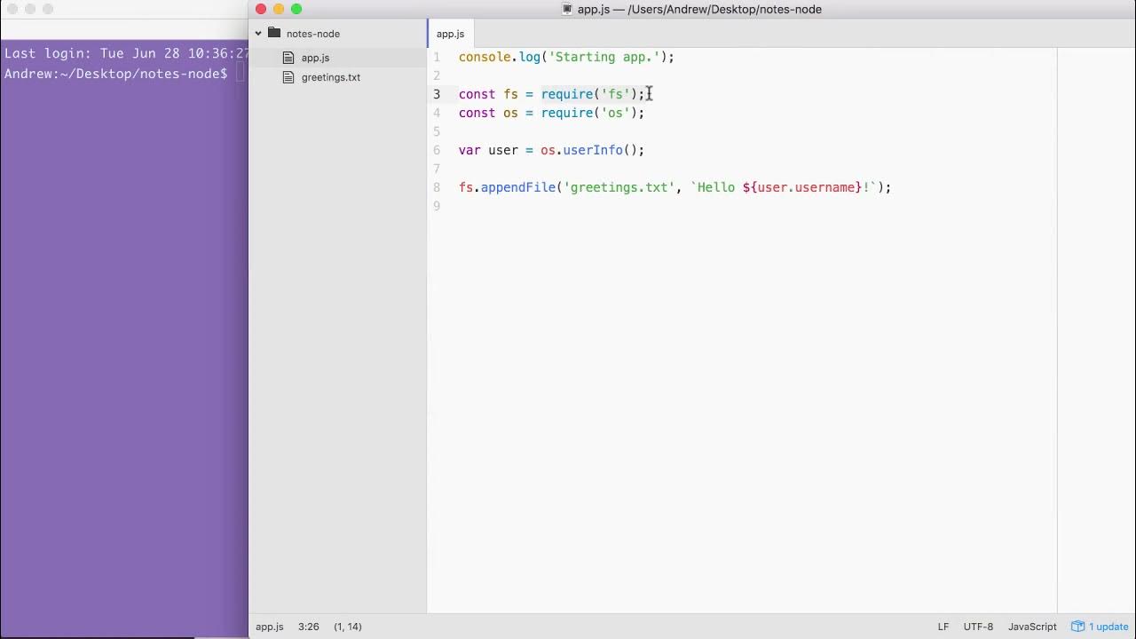 Node.js Developer Course: Fundamentals Requiring Your Own Files - YouTube