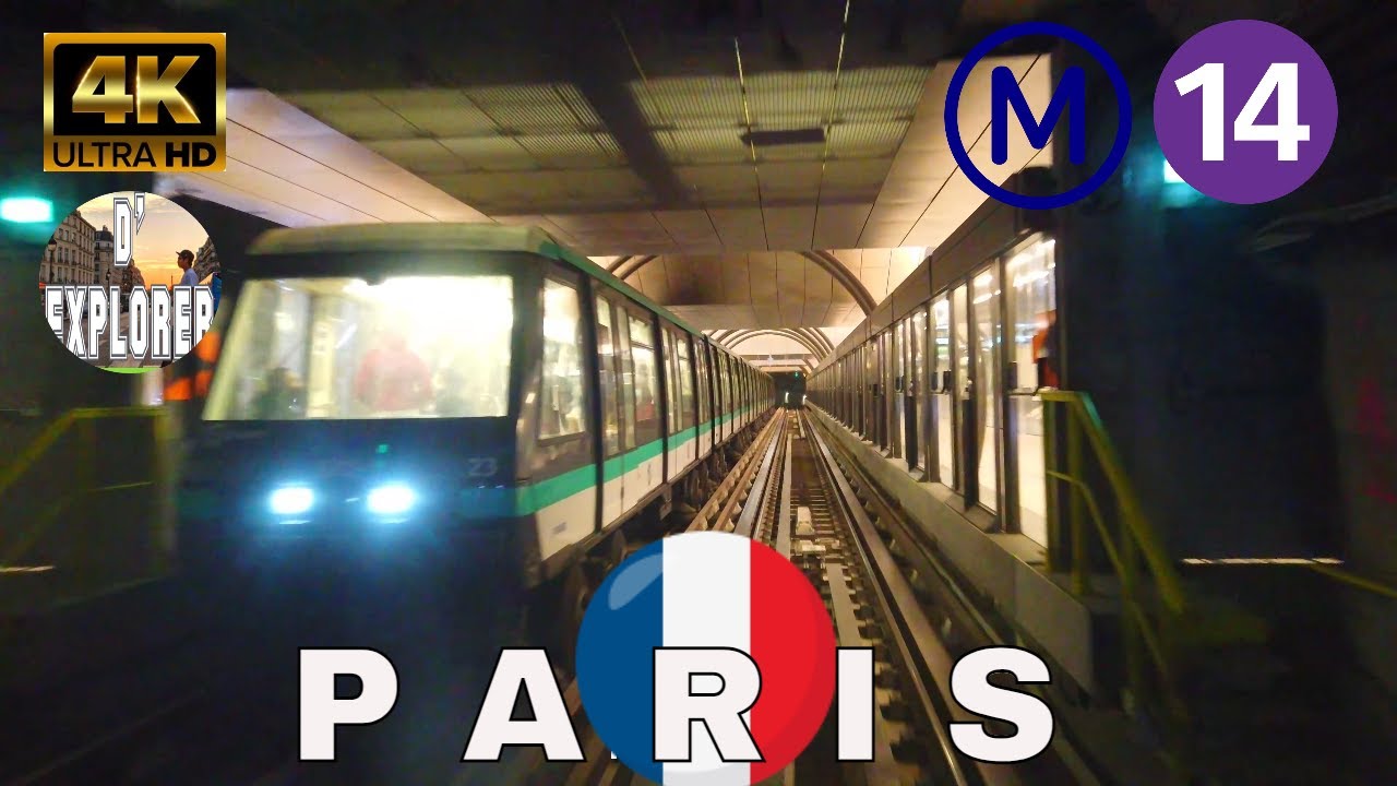 【4K】🇫🇷Paris Metro Line 14 Complete Cab Ride》Mairie de Saint-Ouen to ...