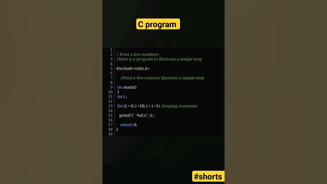 Print A Few Numbers Here Is A Program To Illustrate A Simple Loopcoder Clanguage Codinggyan 0214