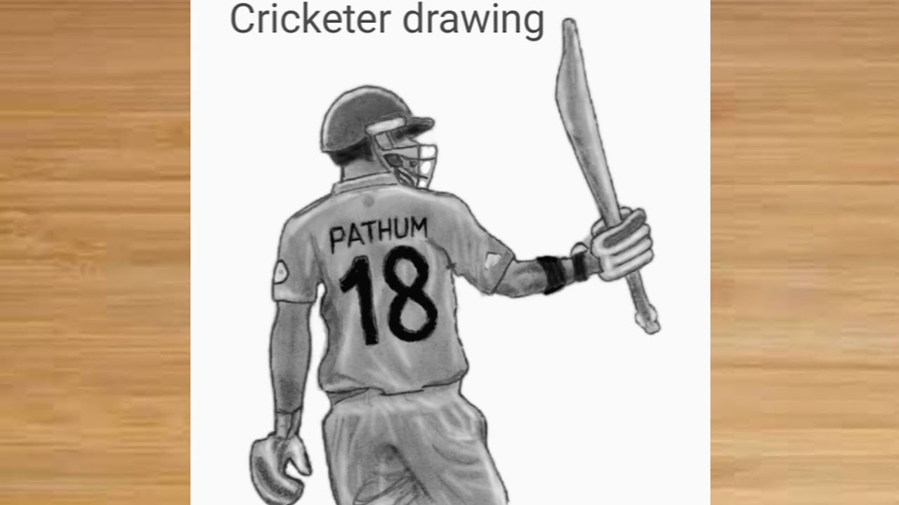 How to draw Cricketer batsman (Pathum Nissanka) back side from Sri ...