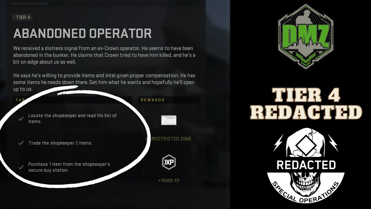 Abandoned Operator (SOLO) Tier 4 Redacted Mission DMZ Warzone 2.0 - YouTube
